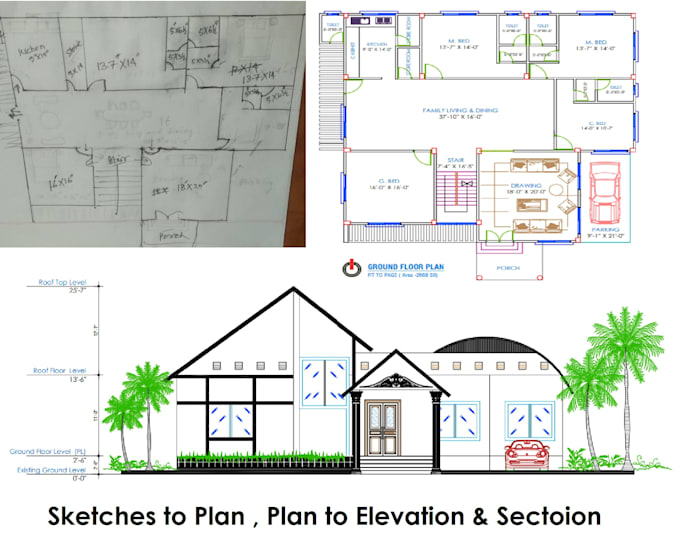 Hand sketches to 2d floor plan by Tareqlal | Fiverr