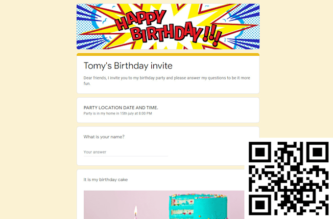 Do a birthday invitation card by qr code by Geogarsevanidi | Fiverr