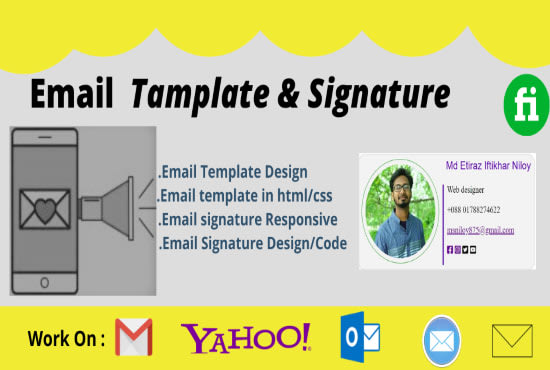 Create html email signature with clickable design by Mdetiraziftikha ...