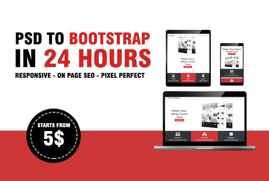 Convert psd to responsive bootstrap in 24 hours by Fachrizaadiatma | Fiverr