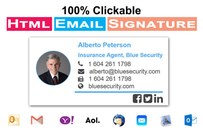 Create modern professional formal html clickable email signature by ...