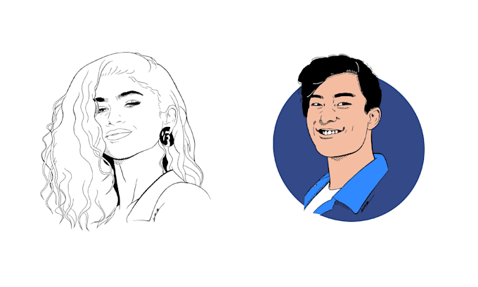 Draw you a portrait in simple line style by Sunnivabergan | Fiverr