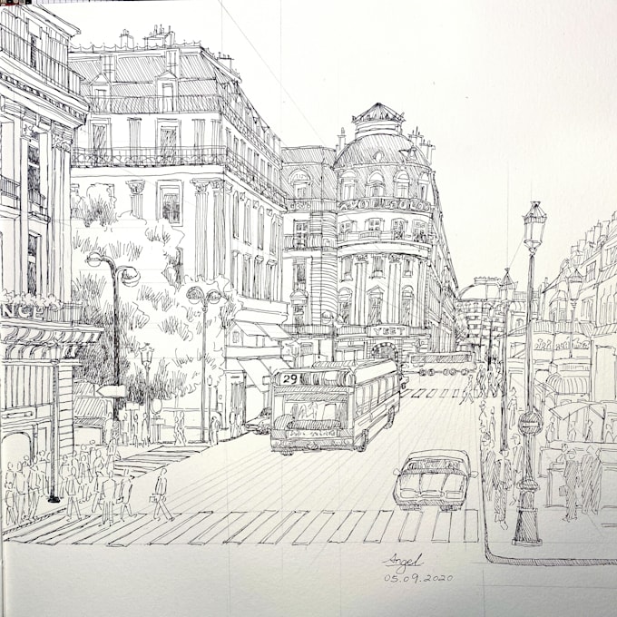 Draw portrait or architecture with pen and ink by Pauldepotata | Fiverr