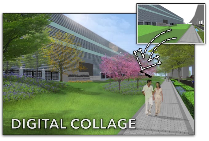 Create landscape architectural 3d digital collage visualization by ...