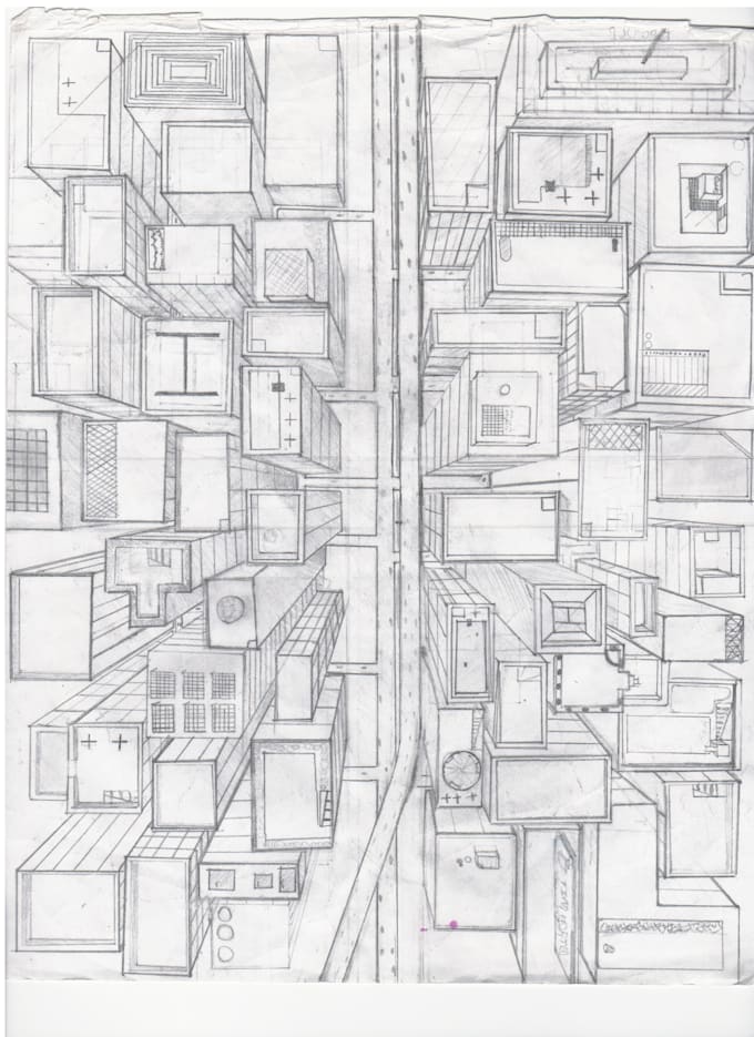 Draw realistic perspective drawings by hand or on tech by Vedshah | Fiverr