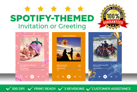 Design a spotify themed greeting or invitation by Gbagraphics | Fiverr