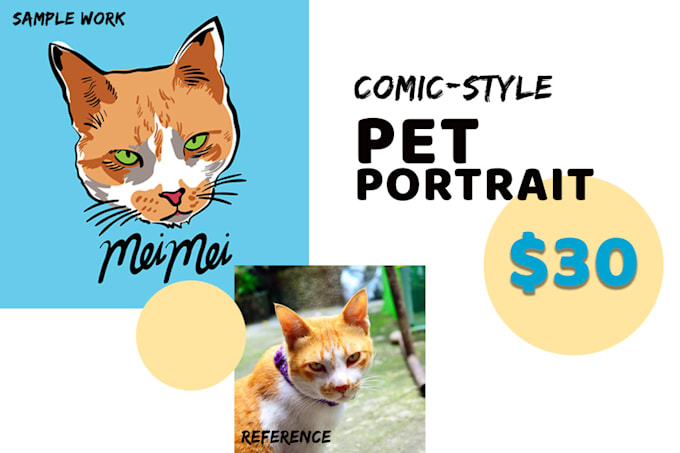 Draw cute pet portrait in this comic style by Kezfuentes | Fiverr