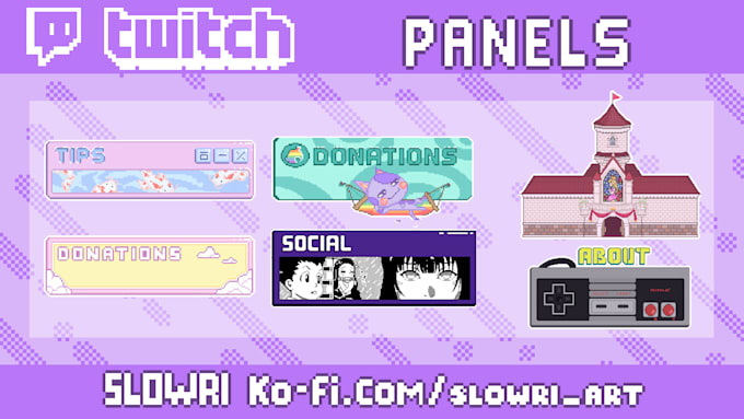 Make pixel art twitch panels by Sara_rebelo | Fiverr