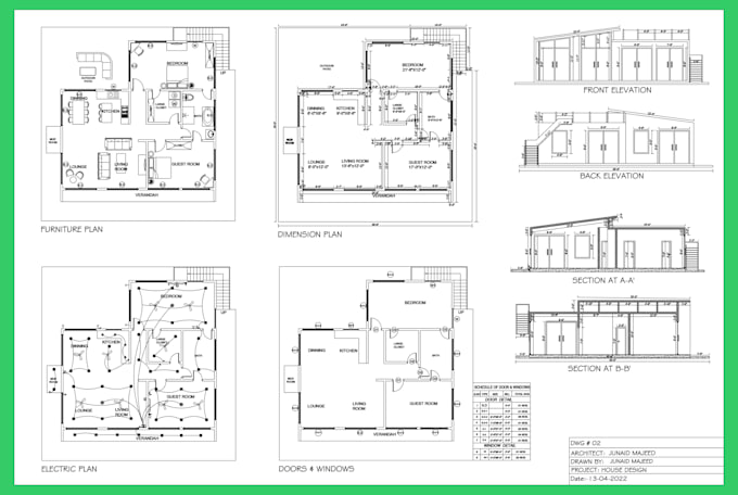Make architectural floor plan, elevation, section in autocad by ...
