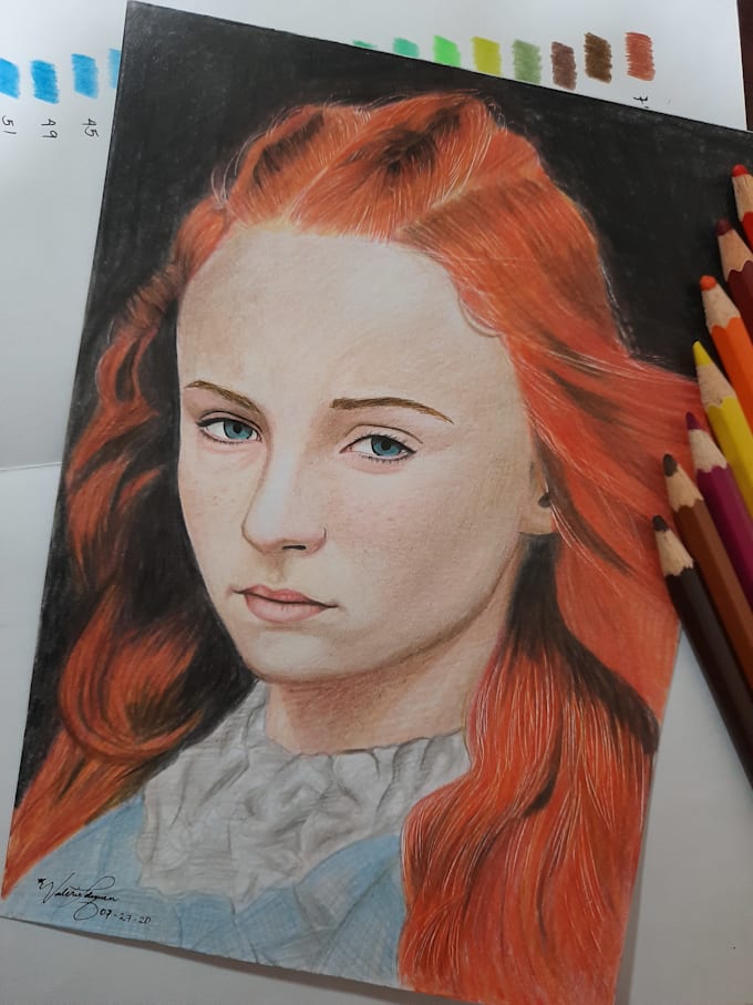 Draw colored pencil portraits by Valerieshane | Fiverr
