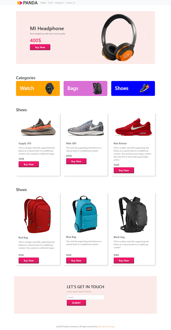 Design Responsive Landing Page Using Html Css Bootsrap And Javascript By Programmerjahed Fiverr