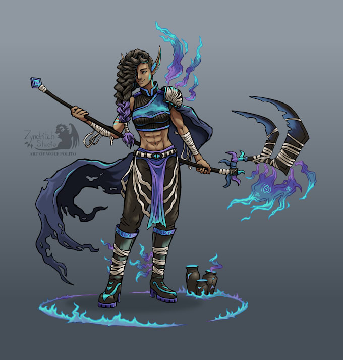 Draw your fantasy character with any background by Wolfpolito | Fiverr