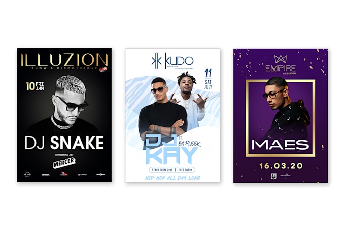 Making event flyers, has designed posters for top 100 djs and famous ...