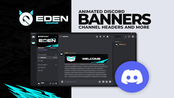 Design discord banner logo icon headers animated for your server whop ...
