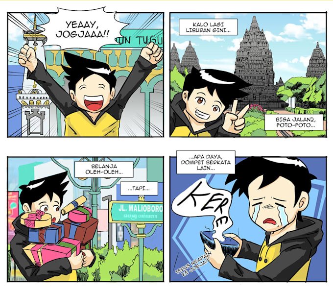 Draw four panel comic for you by Luffymusofi | Fiverr