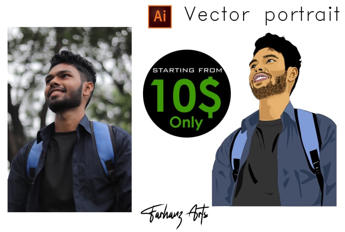 Draw realistic vector portrait face illustration by Farhansikder | Fiverr
