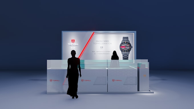 Create modern minimalist 3d trade booth by Boschgao | Fiverr
