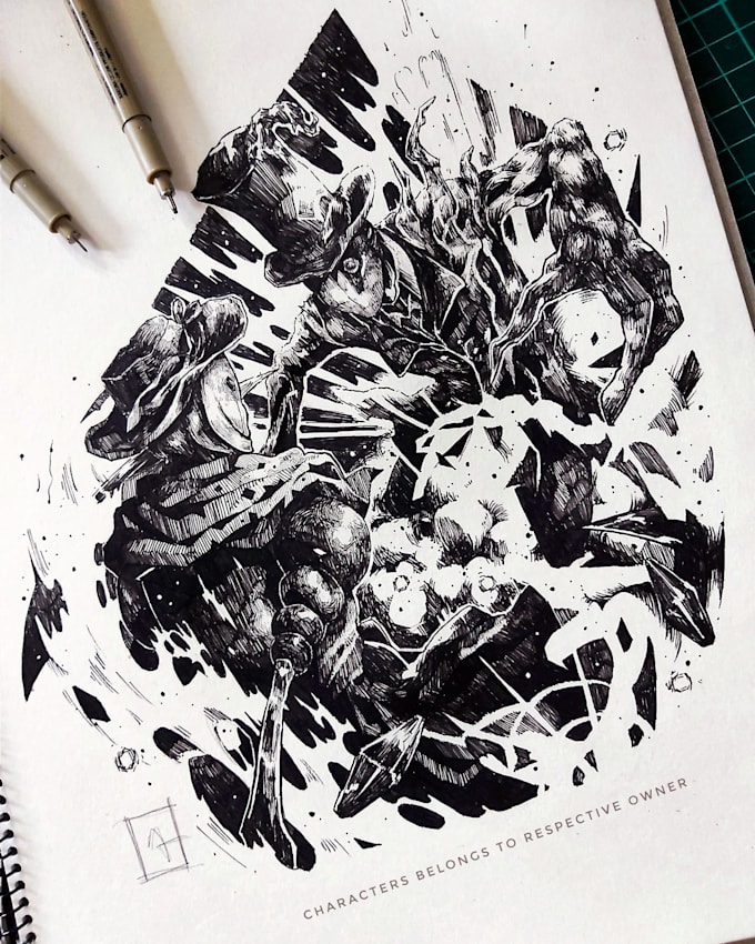 Draw a detailed manga style illustration with ink style by Rinardytan ...