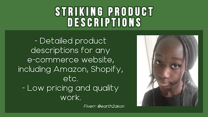 Create a unique description for your product by Earth2akon | Fiverr