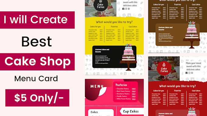 Create the best cake shop menu card in 24 hours by Techwebx | Fiverr