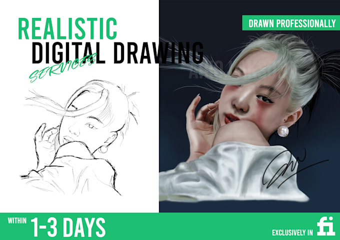 Create realistic digital hand drawing by Ariolaksono | Fiverr