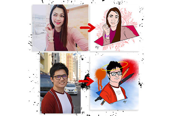 Cartoonize your picture and put you in a shape by Artacesamson | Fiverr