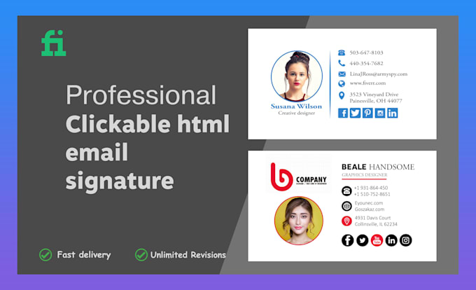 Design professional clickable html email signature by Fsyonbd | Fiverr