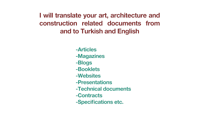 Make art, architecture, engineering translations turkish and english by ...