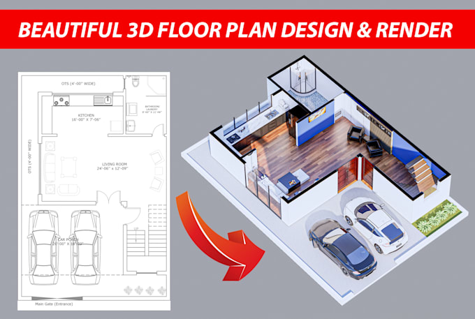 Beautiful 3d floor plan rendering with texture and furniture by ...