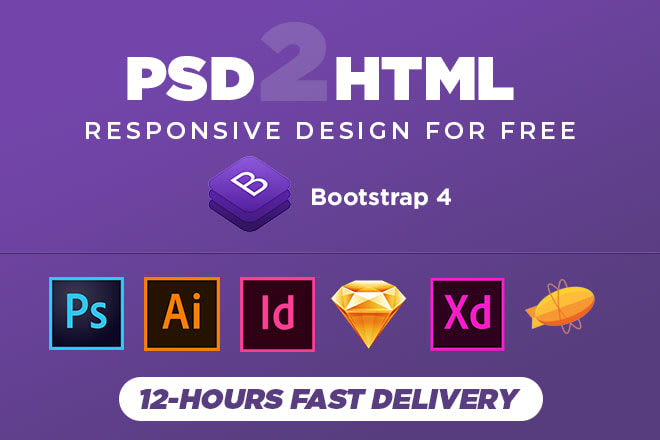 Convert psd to html responsive bootstrap 4 by Rina1980 | Fiverr