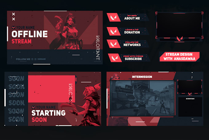 Create cool valorant stream design for twitch or mixer by Anasdawaa ...