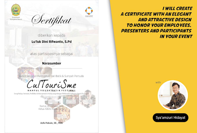 Certificate with an elegant and attractive design by Hizuri | Fiverr
