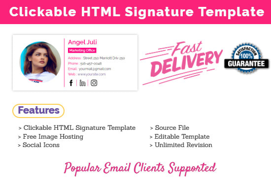 Design clickable html signature template by Biplopx | Fiverr