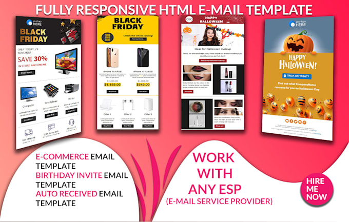 Design html editable mailchimp template or newsletter by Mak2sky | Fiverr