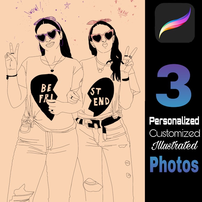 Customize personalize and illustrate 3 of your photos by Kspenck | Fiverr