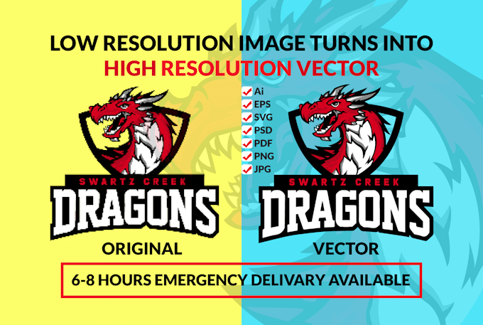 Redraw your low resolution logo, image into high resolution vector by ...