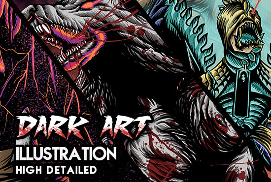 Draw a detailed dark art illustration with my unique style by Abyaneno ...