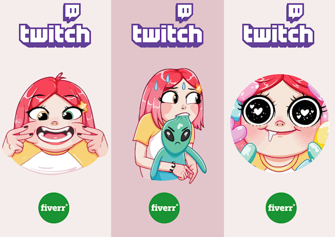 Cute twitch emotes and sub badges by Davincimind | Fiverr