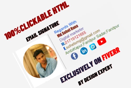 Create professional clickable html email signature by Sohelsmg | Fiverr