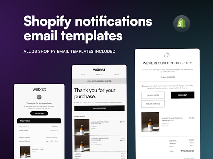 Design custom shopify notification email templates by Websitedev0915 ...