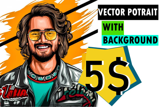 Create a color detailed vector art portrait illustration by ...