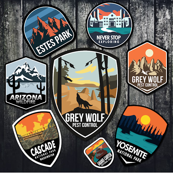 Design vintage retro sticker badge, pin, patch and circular round logo ...