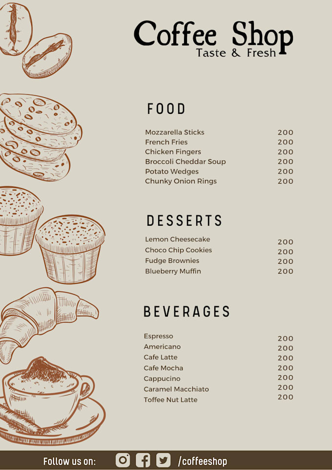 Design attractive menu card for your restaurants or cafe by Uzmahaque ...