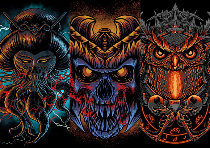 Create amazing digital hand drawn dark art illustrations by Nihilist ...