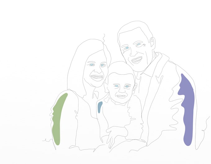 Make a line art family portrait by Artoncall | Fiverr