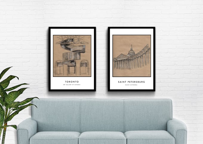 Create a handdrawn digital poster of any place in the world by ...