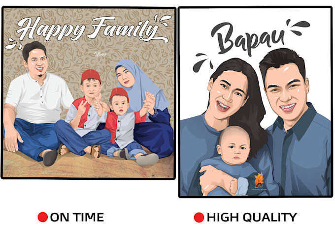 Make a cartoon from your family photo by Fitrah_art | Fiverr
