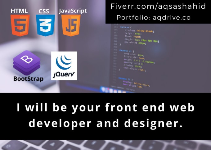 Be your front end web developer and web designer by Aqsashahid | Fiverr