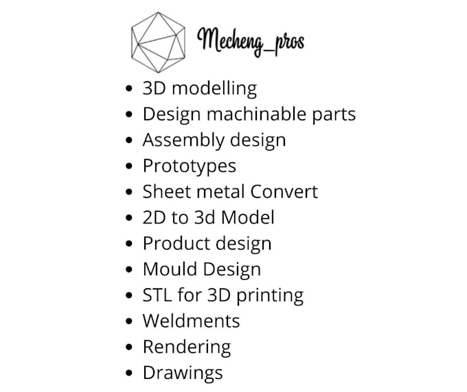 Create 3d model for 3d printing, rendering, manufacturing by Mecheng ...