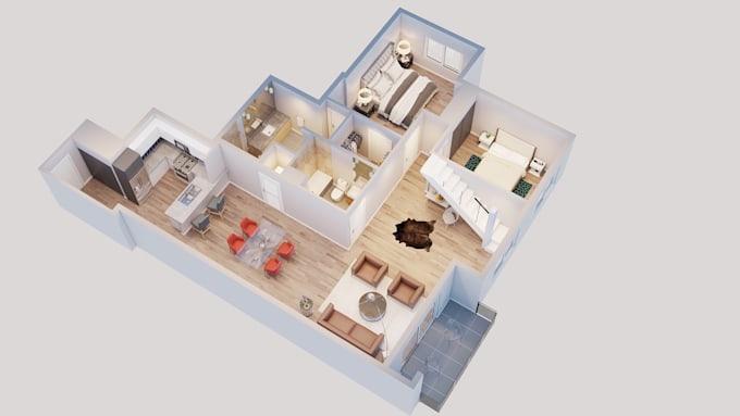 Make bird eye view 3d floorplans by Gabrielspinelli | Fiverr